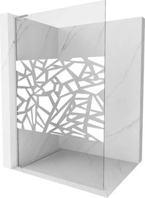 Mexen Kioto L, sprchová zástěna Walk-In 70 x 200 cm, 8mm čiré sklo bílý vzor, ​​chromový profil, 800-070-103-01-85