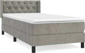 vidaXL Box spring postel s matrací 80 x 200 cm samet [3131105] Barva: světle šedá