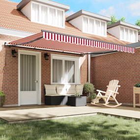 Stahovací markýza Červená a Bílá 400 × 350 cm 3330755