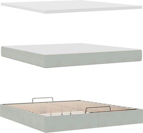 Osmanský rám postele s matrací světle šedá 160x200cm samet 3312632