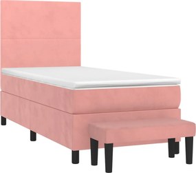 Box spring postel s matrací růžová 90x200 cm samet 3137706
