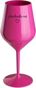 PŘEMLUVILA MĚ - růžová nerozbitná sklenice na víno 470 ml