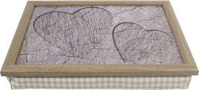 Podnos na nohy s motivem srdce ve stromu Hearts grey - 43*33*7cm