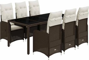 7dílný zahradní bistro set s poduškami hnědý polyratan 3277069