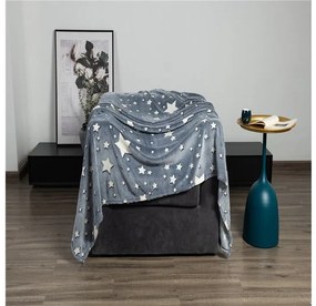 Verk Svíticí deka Soft Dreams Stars, 150 x 200 cm šedá