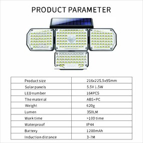Venkovní solární nástěnné LED osvětlení PIR čidlo,Immax CLOVER-2 s externím panelem, 5W