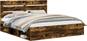 Rám postele Kouřový dub 200 x 200 cm Masivní borové dřevo 3411708