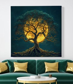 Obraz na plátně - Strom života Zářivý úplněk FeelHappy.cz Velikost obrazu: 100 x 100 cm