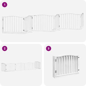 Zábrana pro psy s dvířky skládací 6 panelů bílá 480 cm topol 3155617