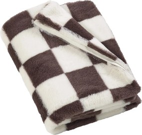 Bílá/tmavě hnědá deka 130x170 cm Cosy Soft Checkerboard – Catherine Lansfield