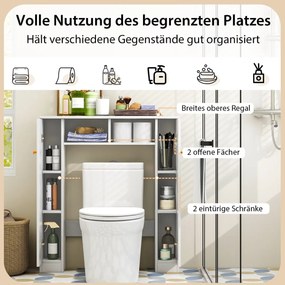Costway WC skříňka se 2 otevřenými přihrádkami a 4 nastavitelnými policemi