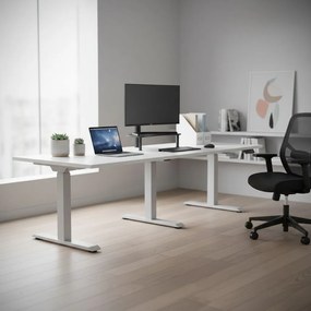 Výškově nastavitelný stůl OfficeTech Long, 240 x 80 cm, šedá podnož, bílá