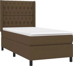 Box spring postel s matrací a LED tmavě hnědá 100x200 cm textil 3138536