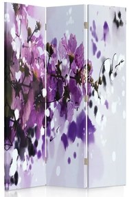 Ozdobný paraván Malované květiny béžová - 110x170 cm, třídílný, obustranný paraván 360°