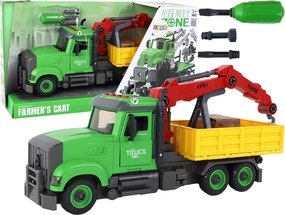 LEAN Toys Vozidlo s výklopnou korbou a jeřábem na šroubování a odšroubování – DIY