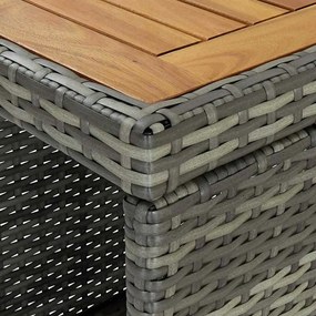 Barový stolek s úložným regálem šedý 120x60x110 cm polyratan 313479