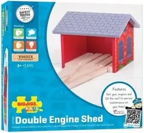Bigjigs Rail Cihlové depo pro dva vláčky / od 3 let