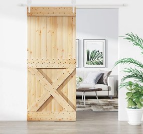vidaXL Posuvné dveře s kováním 90 x 210 cm masivní borové dřevo [3203269]