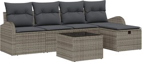 Set pohovek s polštářem s úložištěm Šedá polyratan 3359068