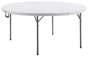 TENTino Skládací stůl průměr 152 cm PŮLENÝ, bílý, STL152PK