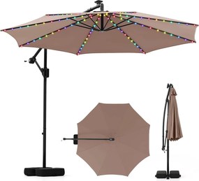 Costway 300 cm slunečník s LED osvětlením 9 Modes s pytli s pískem