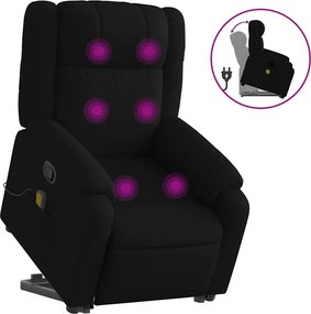 Zvedací masážní polohovací křeslo černé textil 3205216