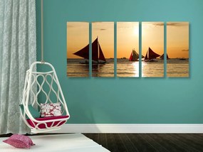 5-dílný obraz nádherný západ slunce na moři Varianta: 100x50