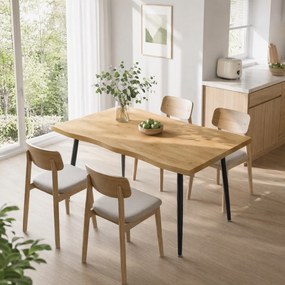 Jídelní stůl HOMCOM pro 4 osoby, 110 × 70 × 75 cm, moderní severský design, ocelový rám, deska s dubovým dekorem