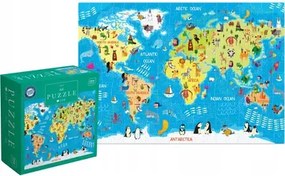 INTERDRUK Puzzle se samolepkami Mapa světa / 250 dílků / rozměr 48 × 3