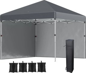 Pavilion Outsunny 3x3m, voděodolný stabilní zimní skládací pavilion s 2 bočními stěnami, UV ochrana 30+, sklopný párty stan s taškou, zahradní pavilio