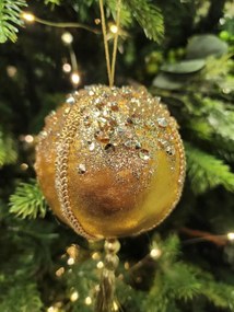 Zlatá vánoční koule se střapcem 17cm