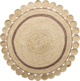 Diamond Carpets India, Ručně vázaný kusový koberec Ora J-28 Natural kruh, 120x120 (průměr) kruh, béžová, chodba / předsíň