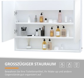 HOMCOM LED 10W zrcadlová skříňka Dvoudveřová koupelnová skříňka s policovou skříňkou Koupelnové zrcadlo Koupelnový nábytek Víceúčelová skříňka pro mě…