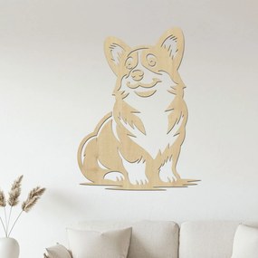 dřevo života Dřevěný obraz sedící Corgi Zvolte rozměr (cm): 45x60, Zvolte barvu dekoru: Javor