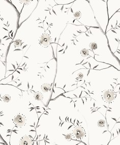 Bílá květinová vliesová tapeta na zeď, SUM201, Summer, Khroma by Masureel