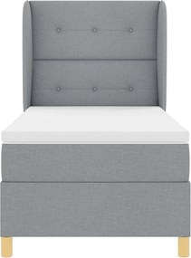 Postel s boxspringem s čelo Světle šedá 190 x 90 cm textil 3340725