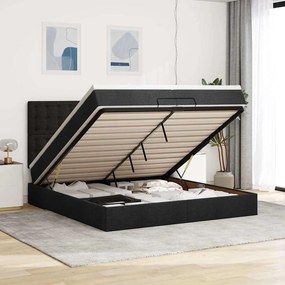 Osmanský rám postele s matrací černý 200x200cm textil 3314199