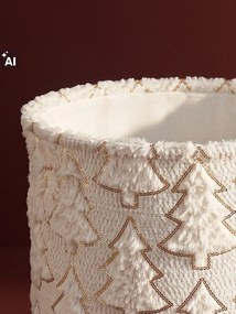 Sinsay - Vánoční úložný koš s aplikacemi stromečků a flitry - bílá
