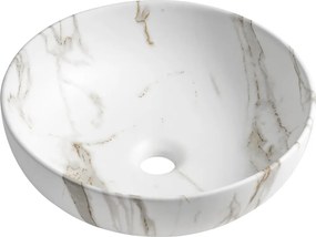 Sapho Sapho, RONDANE keramické umyvadlo na desku průměr 41cm, bianco carrara, AR435BC