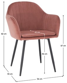 Designové křeslo VELTRA - látka Velvet, růžovohnědá / černá
