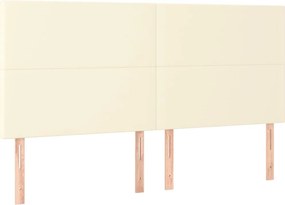 Box spring postel s matrací a LED krémová 200x200 cm umělá kůže 3135845