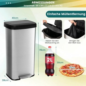 Costway Kuchyňský odpadkový koš 68 l s měkkým zavíracím víkem a deodorizační