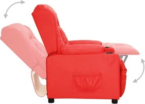 Polohovací křeslo červené umělá kůže 339073