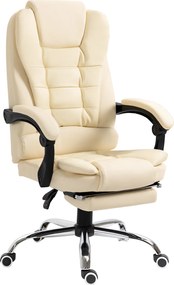Kancelářská židle HOMCOM s podnožkou, výškově nastavitelná kancelářská židle s funkcí náklonu a područkami, koženka, ergonomická | Aosom.de