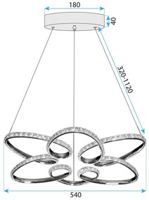 Toolight Závěsné LED osvětlení Urban B4 G001-CP zlaté
