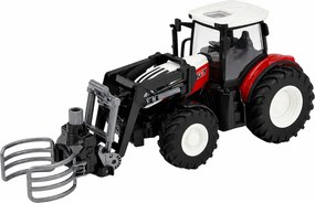 LEAN Toys Zemědělský traktor s držákem na balíky, dálkově ovládaný RC, červený, měřítko 1:24