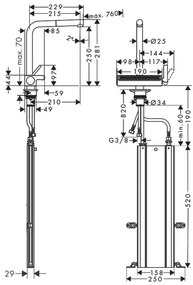 Hansgrohe M81, dřezová baterie Aquno Select s výsuvnou koncovkou a plochým sprchovým proudem, sBox, chromová, 73830000
