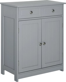 kleankin Úložný kabinet, Koupelnový kabinet, Skříň se 2 dveřmi a 2 zásuvkami - 60 x 30 x 75 cm - Šedá