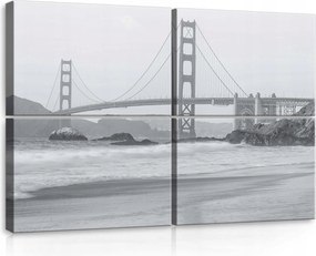 Modulární obraz 120x80 Zlatá brána San Francisco krajina černobílá