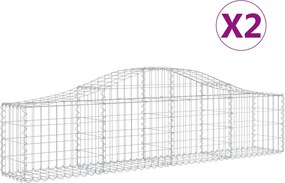 Klenuté gabionové koše 2 ks 200x30x40/60 cm pozinkované železo 3145367